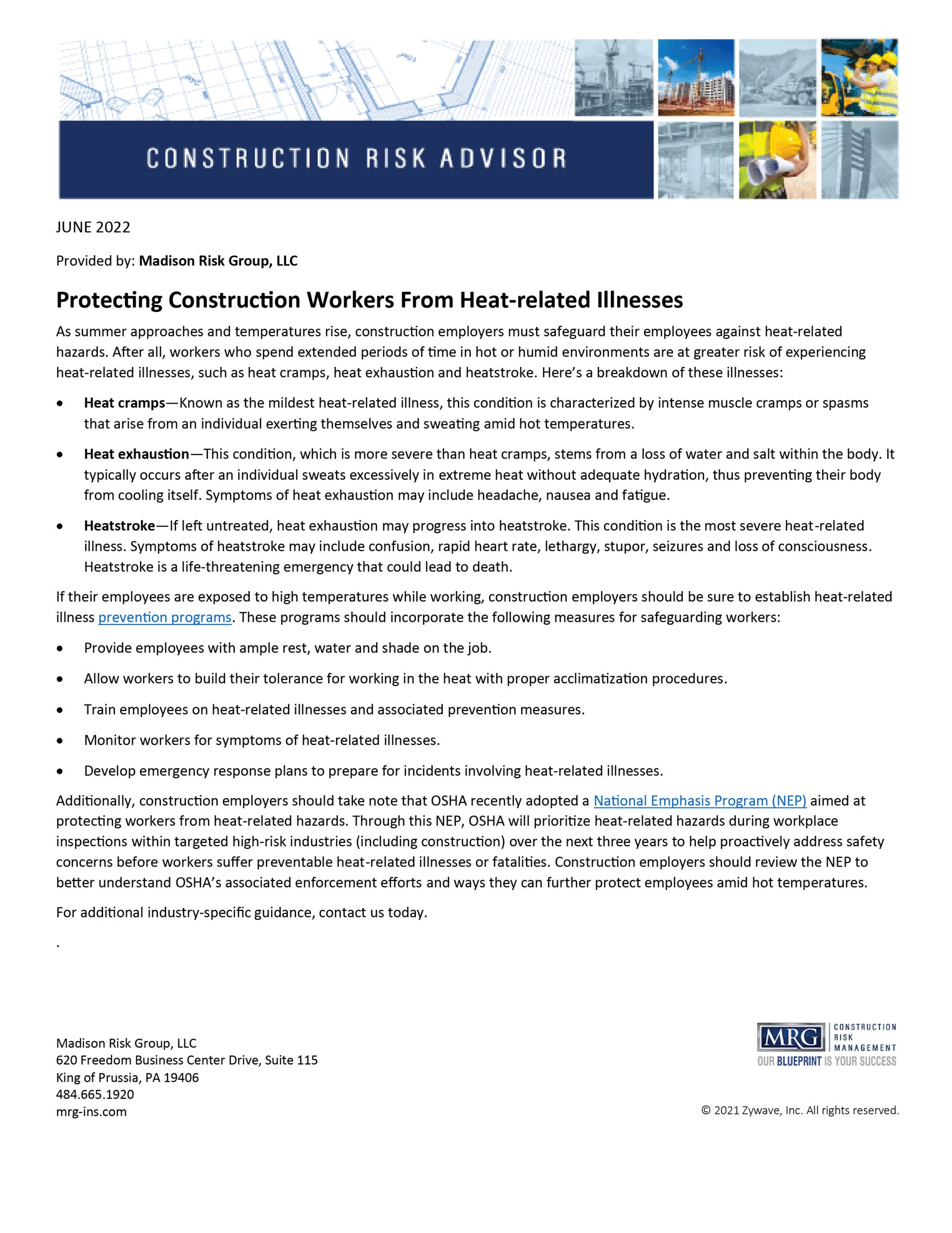 Protecting Construction Workers From Heat-related Illnesses - Madison ...